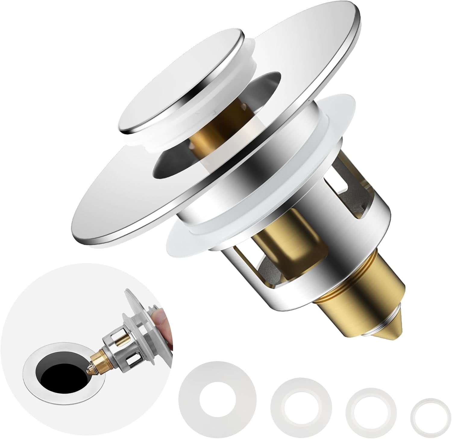 Universal Bathroom Sink Stopper 2 in 1 Use for Standard Drain Holes ...