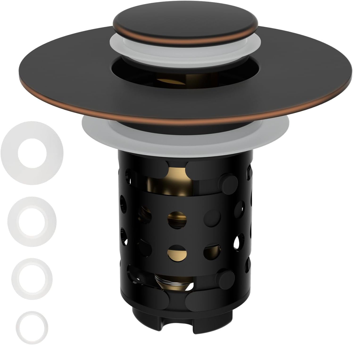 Universal Bathroom Sink Stopper Hair Catcher Upgraded with 2-Layer ...