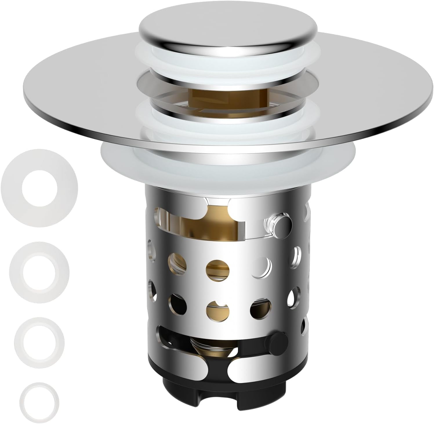 Universal Bathroom Sink Stopper Hair Catcher Upgraded with 2-Layer ...