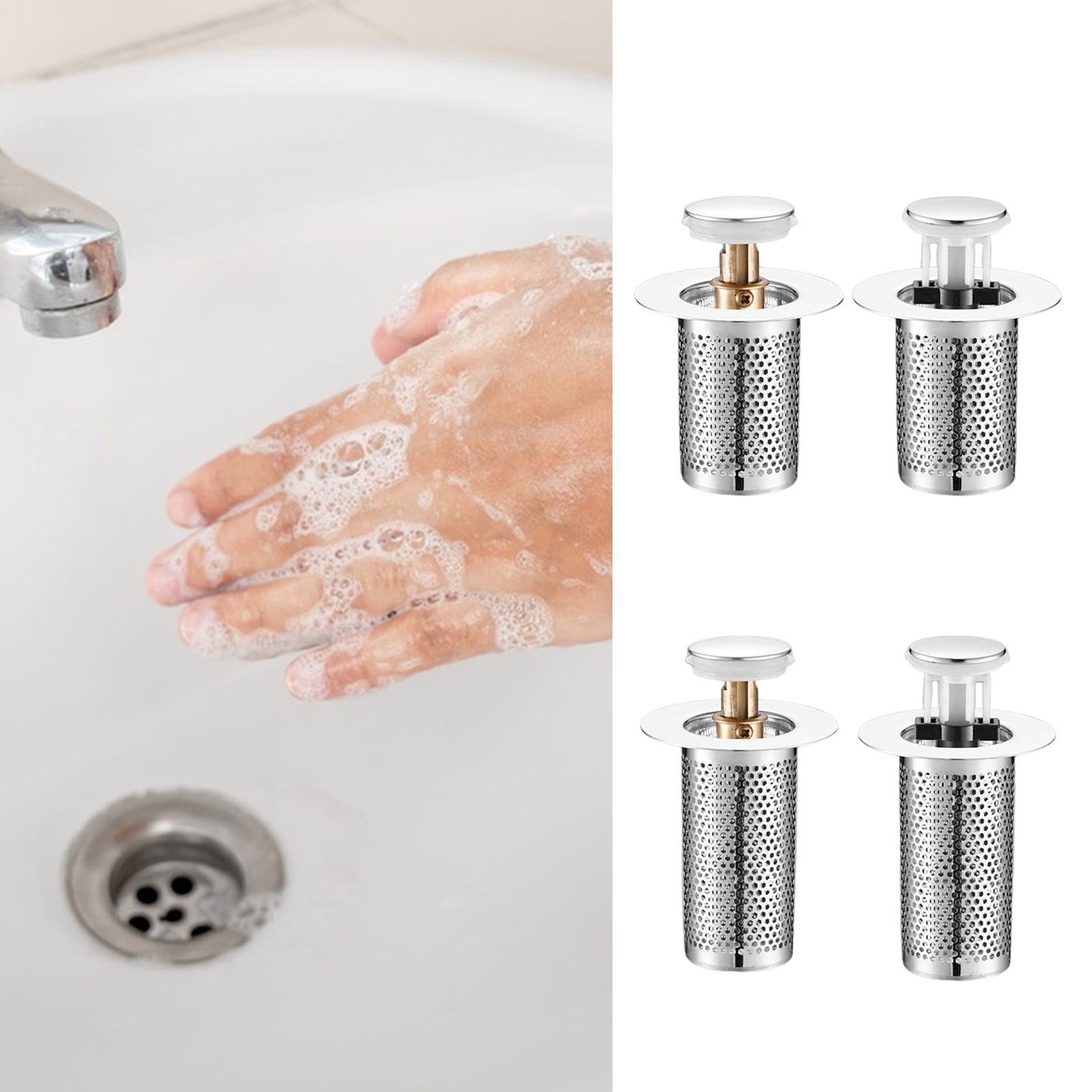 Universal Bathroom Sink Stopper Rust-Proof Brass Core Drain Filter with ...