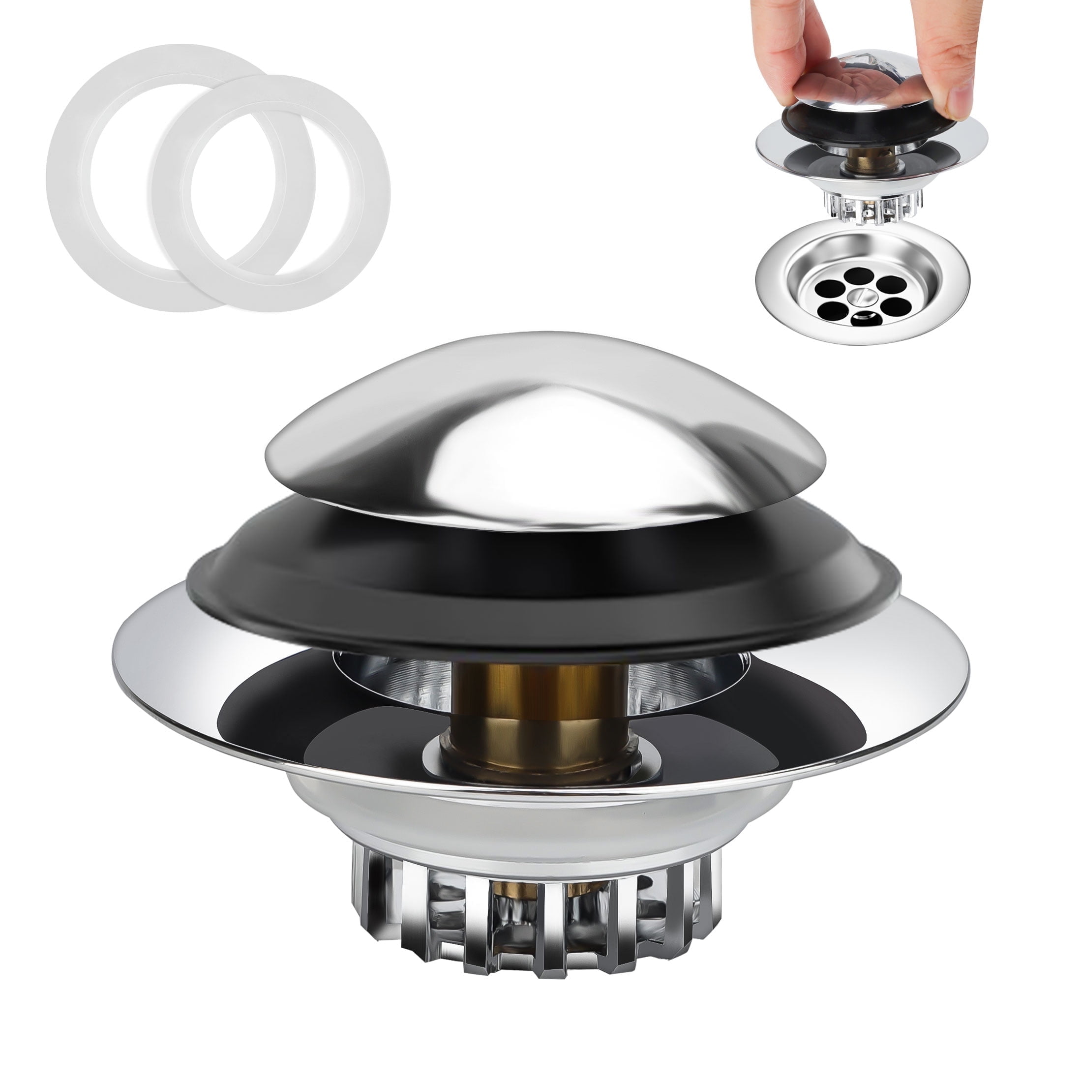 Universal Bathtub Drain Stopper, EEEkit 2 in 1 Pop-up Copper Tub Drain ...