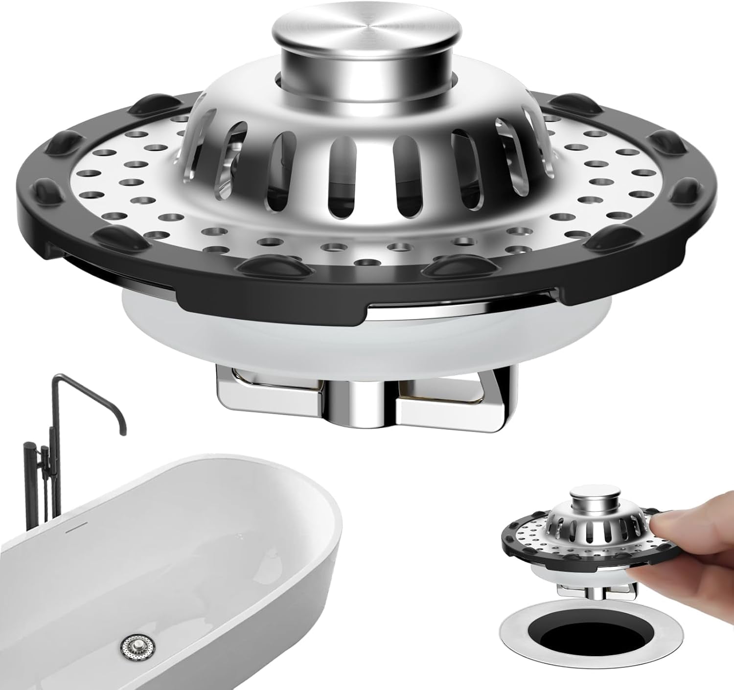 Universal Bathtub Drain Stopper Shower Drain Hair Catcher, Tub Stopper ...