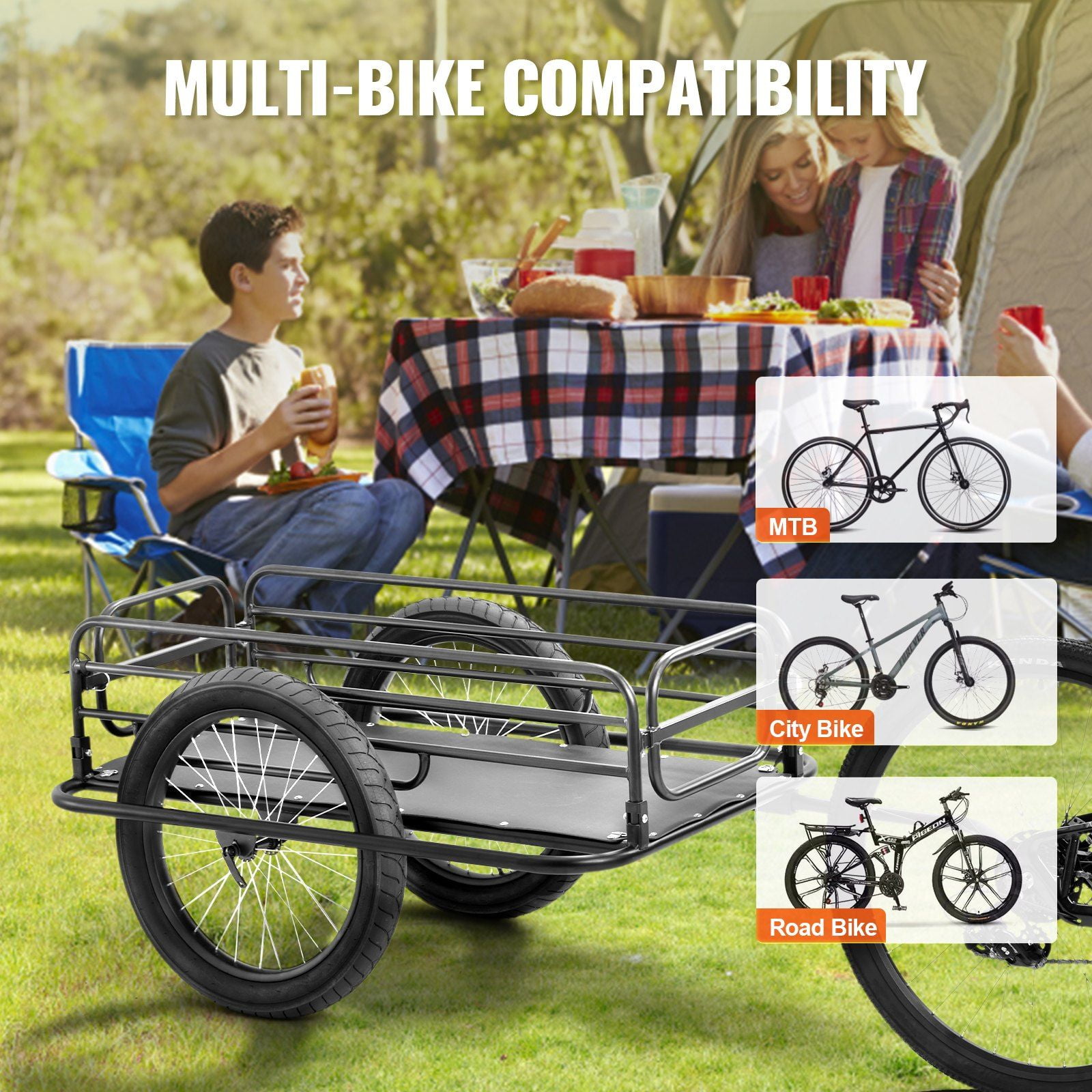 Universal Bike Cargo Trailer – 275 lbs Heavy-Duty Capacity, Foldable ...