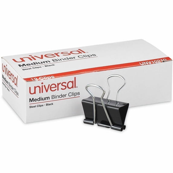 Universal Medium Binder Clips, Steel Wire, 1.25 in. Wide, Black-Silver ...