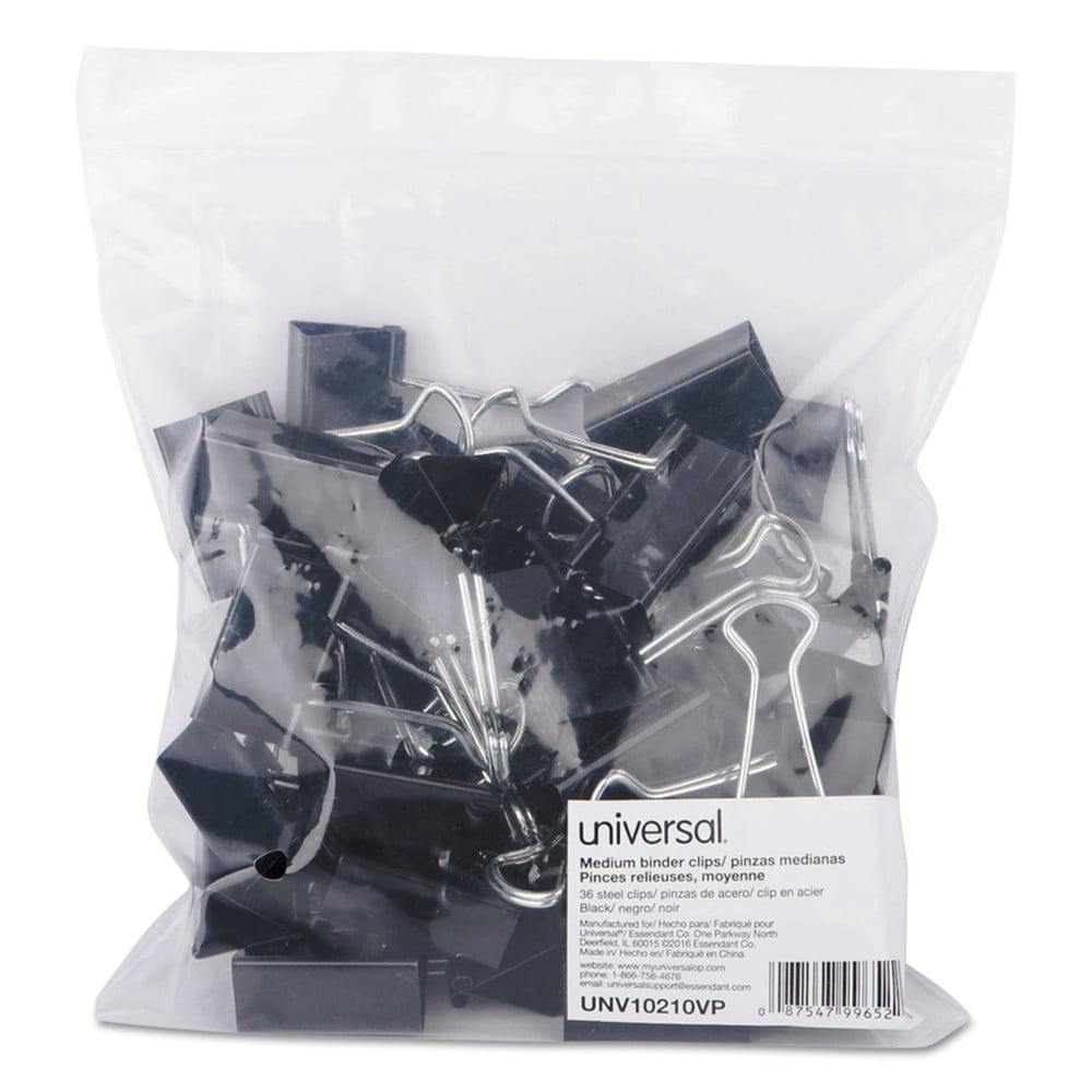 Universal Medium Binder Clips, Steel Wire, 1.25 in. Wide, Black-Silver ...