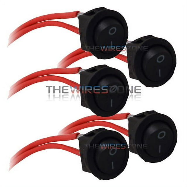 Universal Black 12 Volt 2 Pin Round On/Off Mini Rocker Switch Harness ...