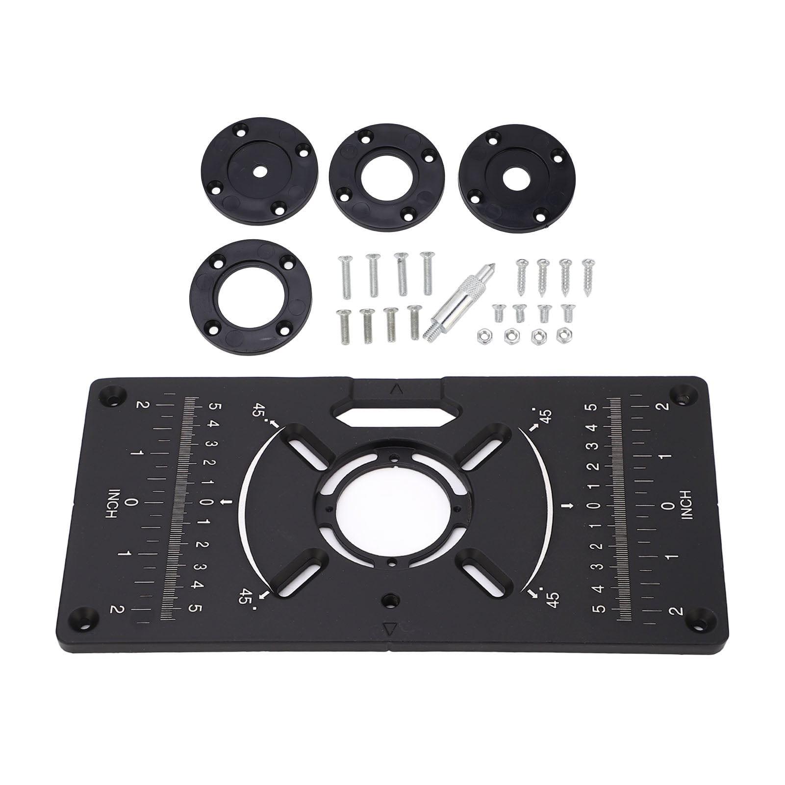 Universal Black Aluminum Alloy Router Table Insert Plate with 4 Insert ...