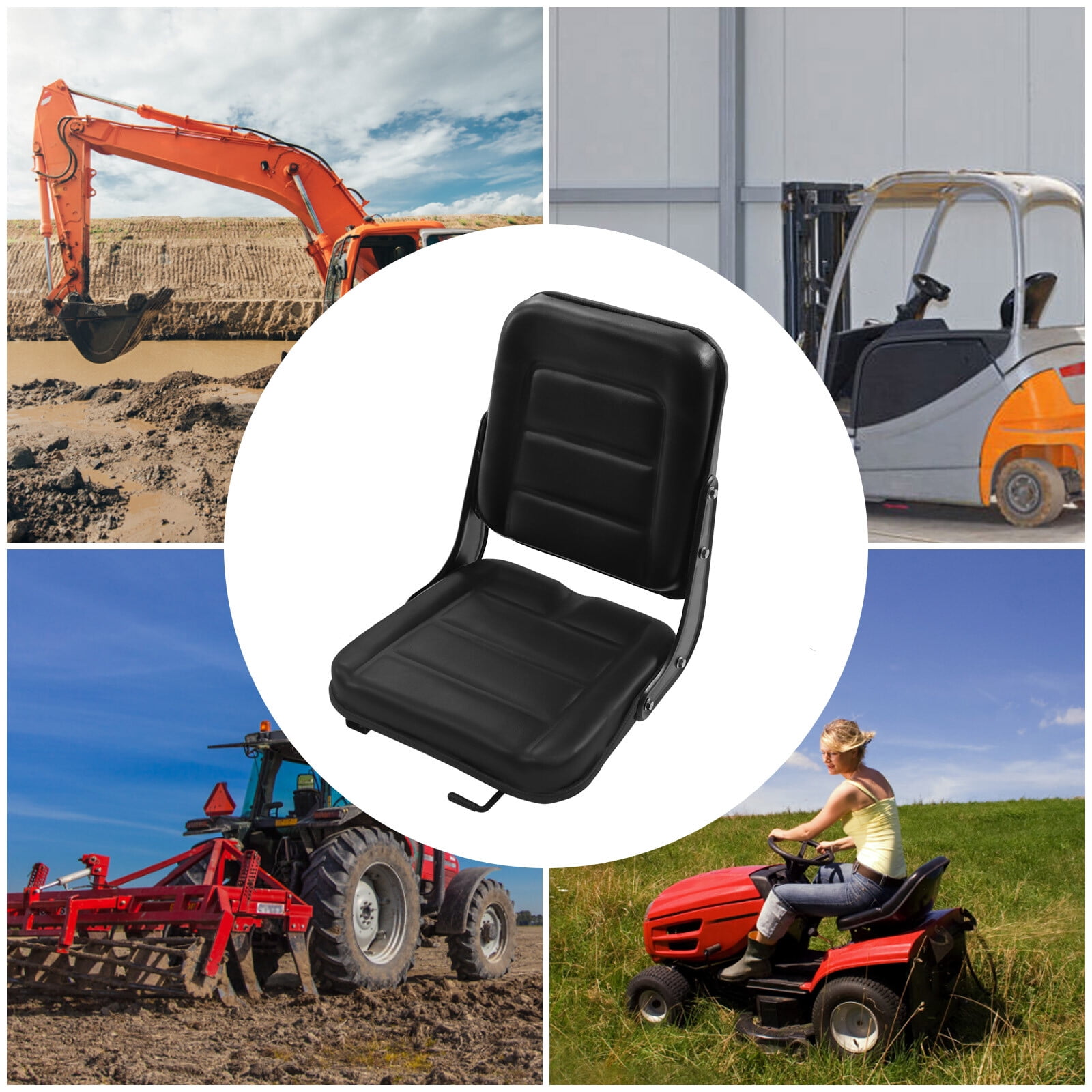Universal Black Backhoe Dozer Telehandler Seat Tractor Suspension Seat ...
