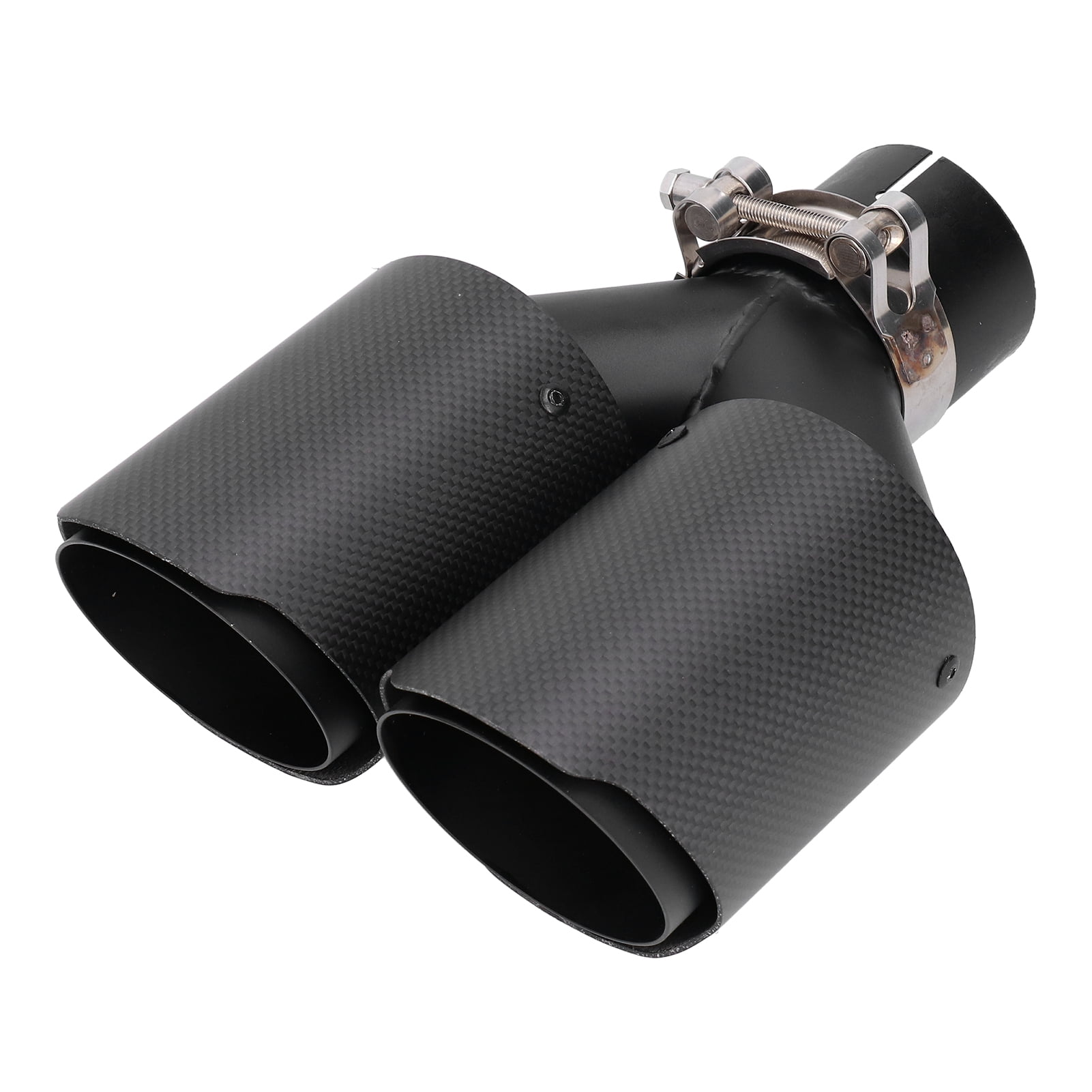 Universal Black Matte Carbon Fiber Dual Outlet Exhaust Tips 58mm/60mm ...