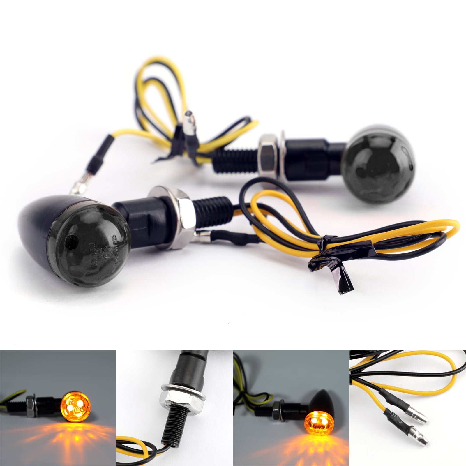 Universal Black Mini Bullet Spherical Len Turn Signal Indicators Light ...
