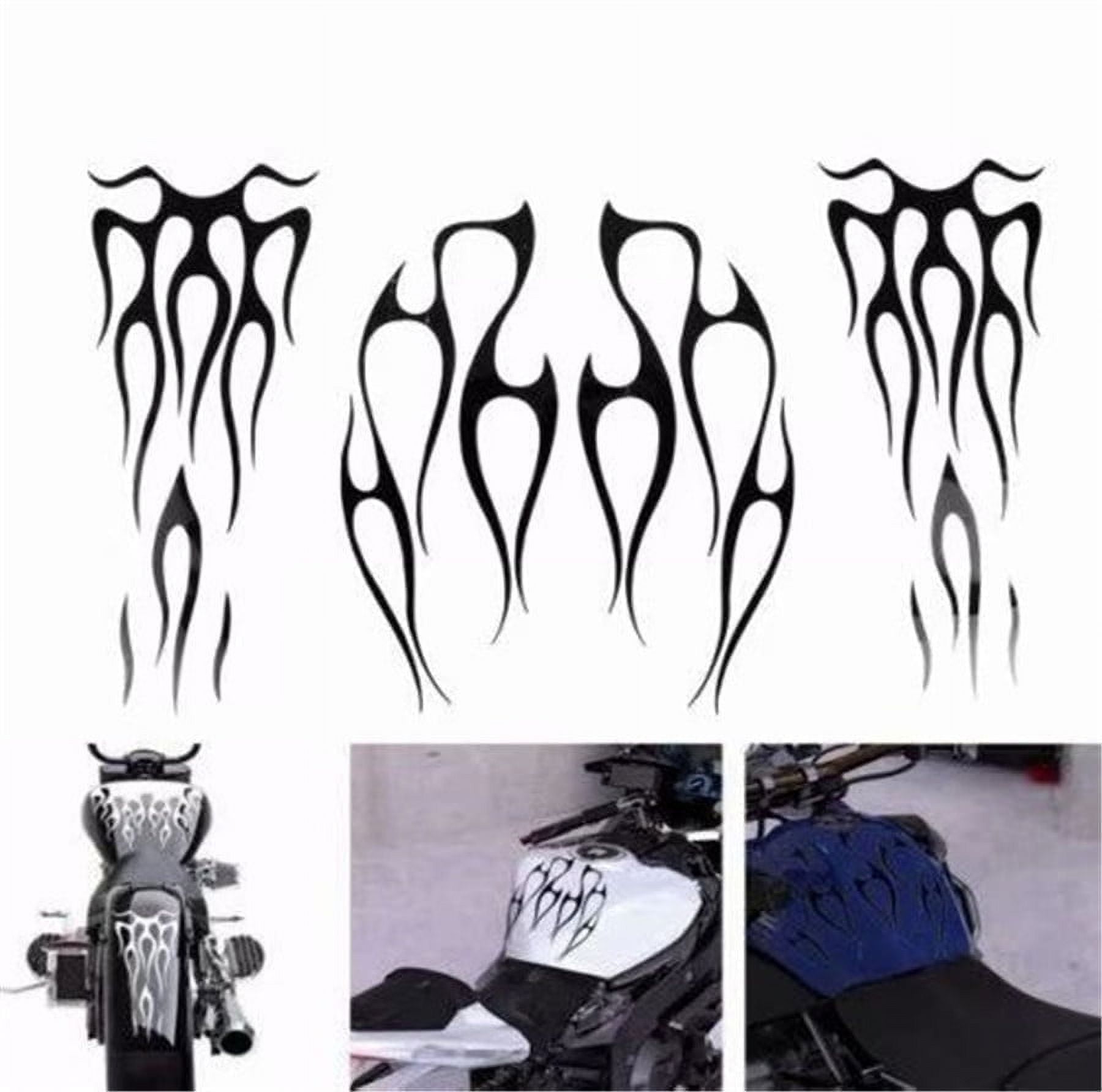 Universal Black Motorcycle ATV Gas Tank & Fender Flame Decals Vinyl ...