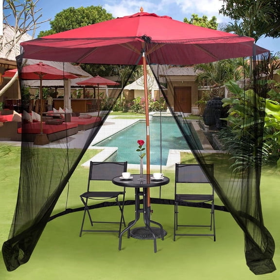 Patio Umbrella Netting Screen with Double Zipper Door, Universal 7–10 ...