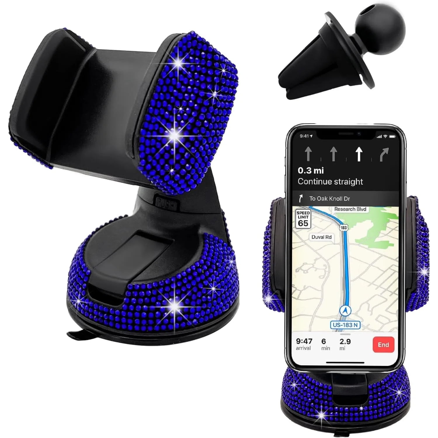 Universal Bling Crystal Car Phone Holder - 360 Degree Adjustable ...