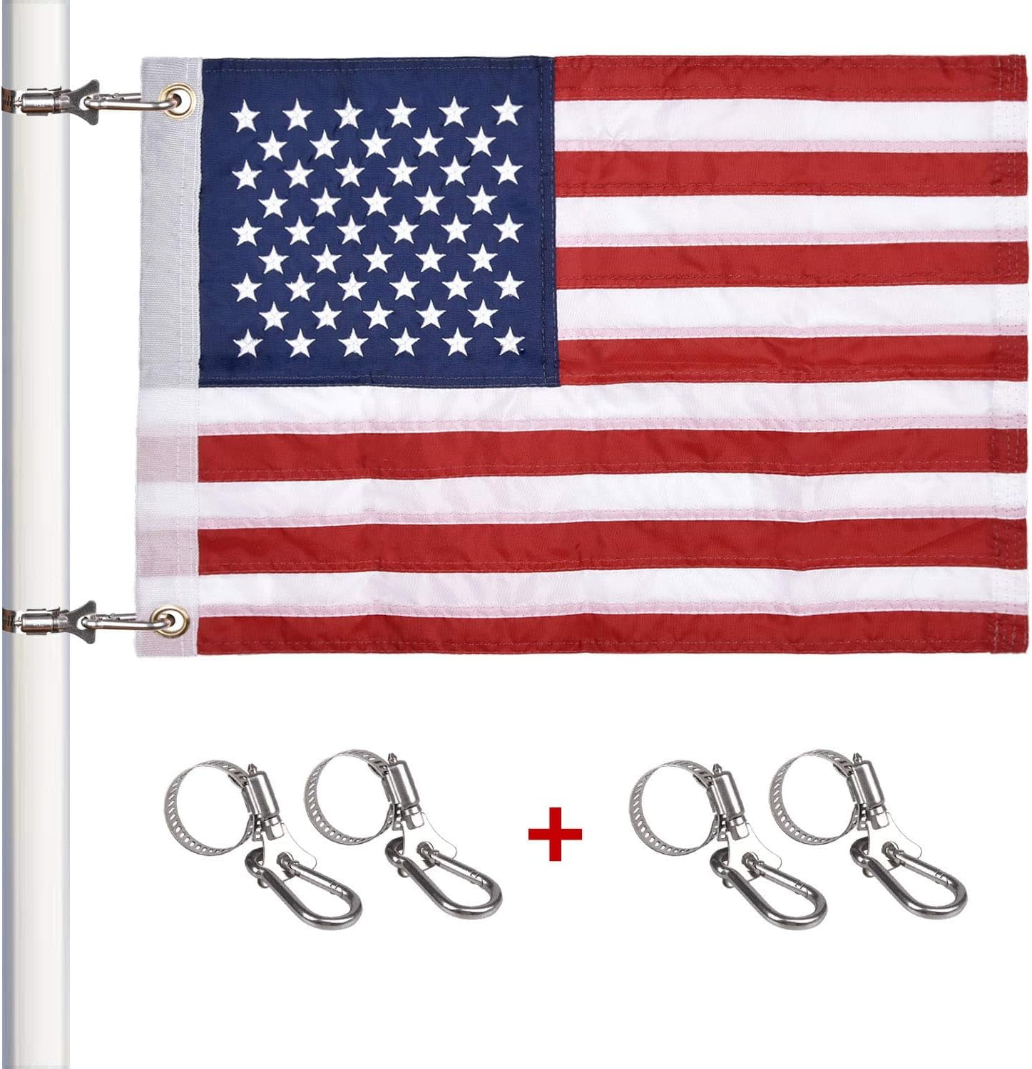 Universal Boat Flag Marine 16"x24" with 4 Pole Kits USA Flag with 50 ...