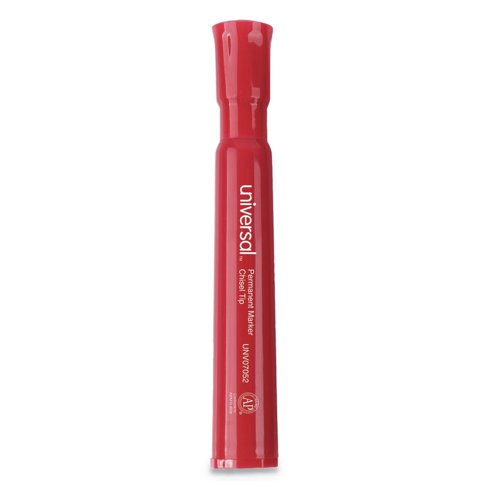 Universal Broad Chisel Tip Permanent Marker - Red (1 Dozen) - Walmart.com