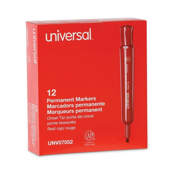 Universal Bold Red Permanent Marker with Broad Chisel Tip and Easy Grip ...