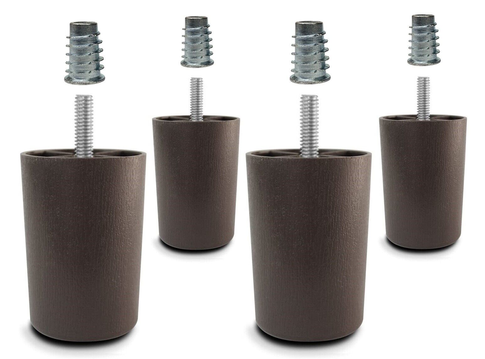 Universal Brown Plastic Legs with Threaded Furniture Inserts - Set of ...