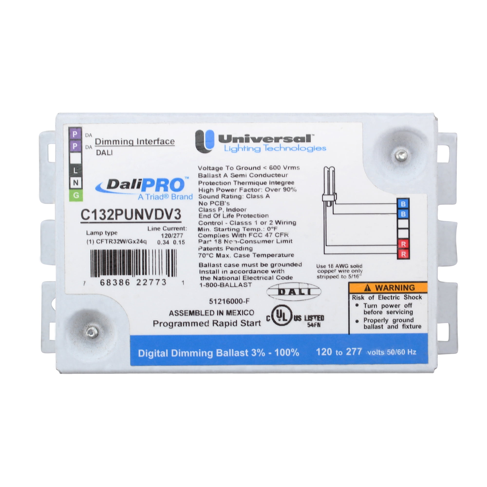 Universal C132PUNVDV3 Dali CFL Digital Dimming Ballast, 3% - 100%, 120 ...