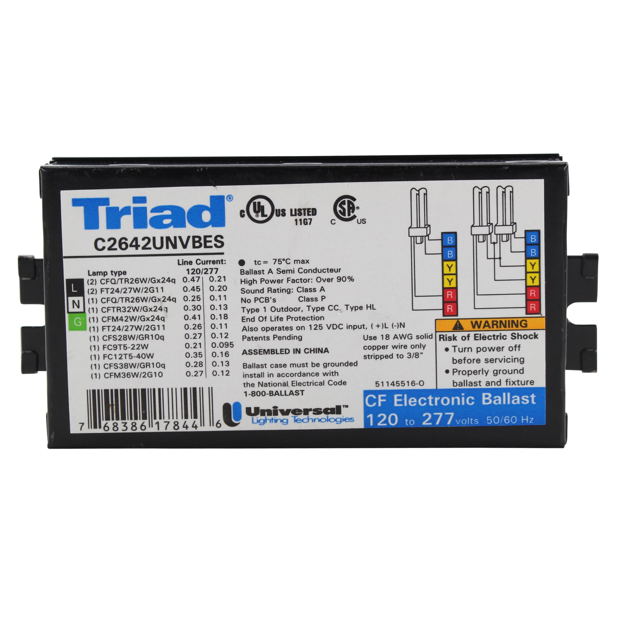 Universal Ballast Compact Fluorescent Ballast, 2-Lamp, 42W CFQ, 120 ...