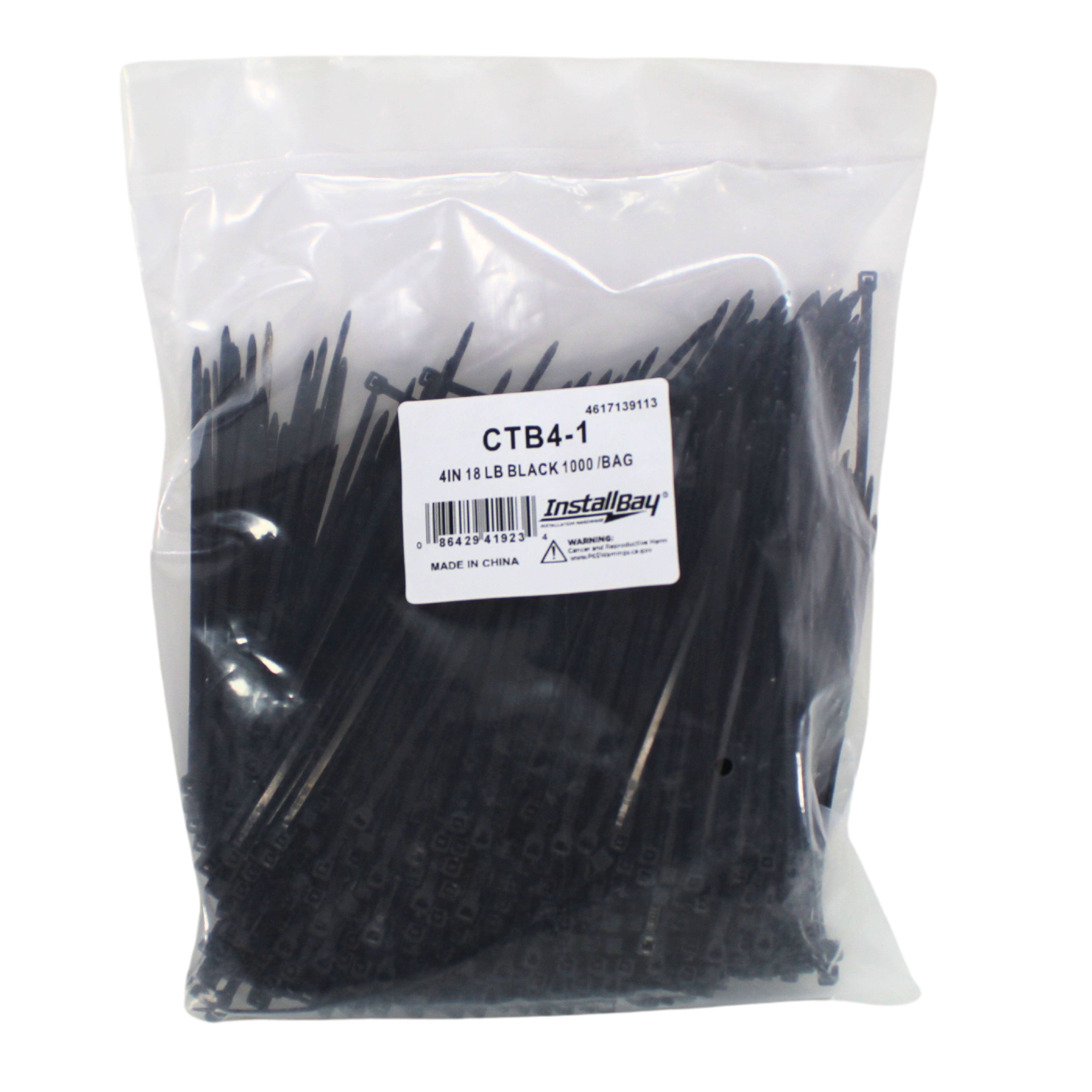 Universal Cable Tie 4" Black UV Resistant 18lb Tensile Strength (100 ...