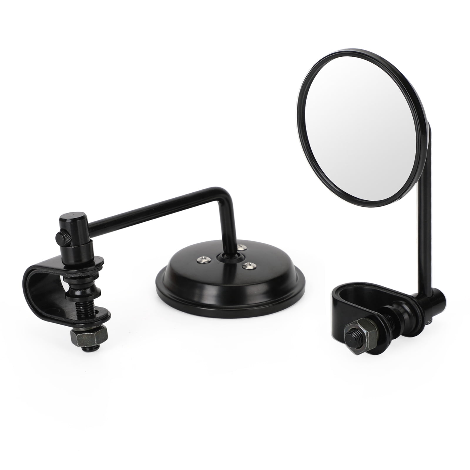 Universal Cafe Racer Short Stem Black Clamp on 3" Round Mirror 7/8"- 1 ...