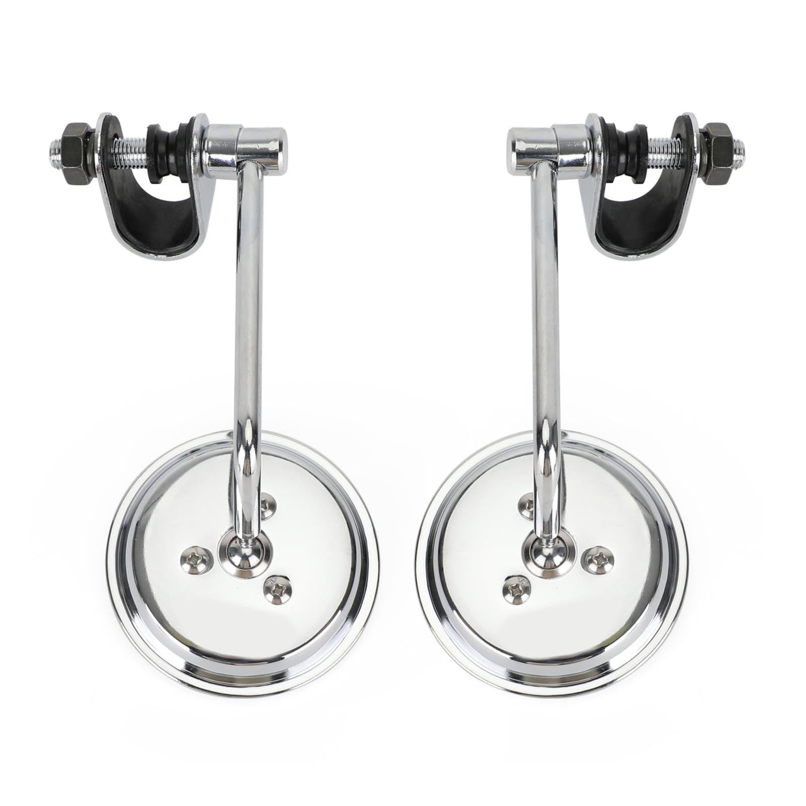 Universal Cafe Racer Short Stem Chrome Clamp on 3" Round Mirror 7/8"- 1 ...