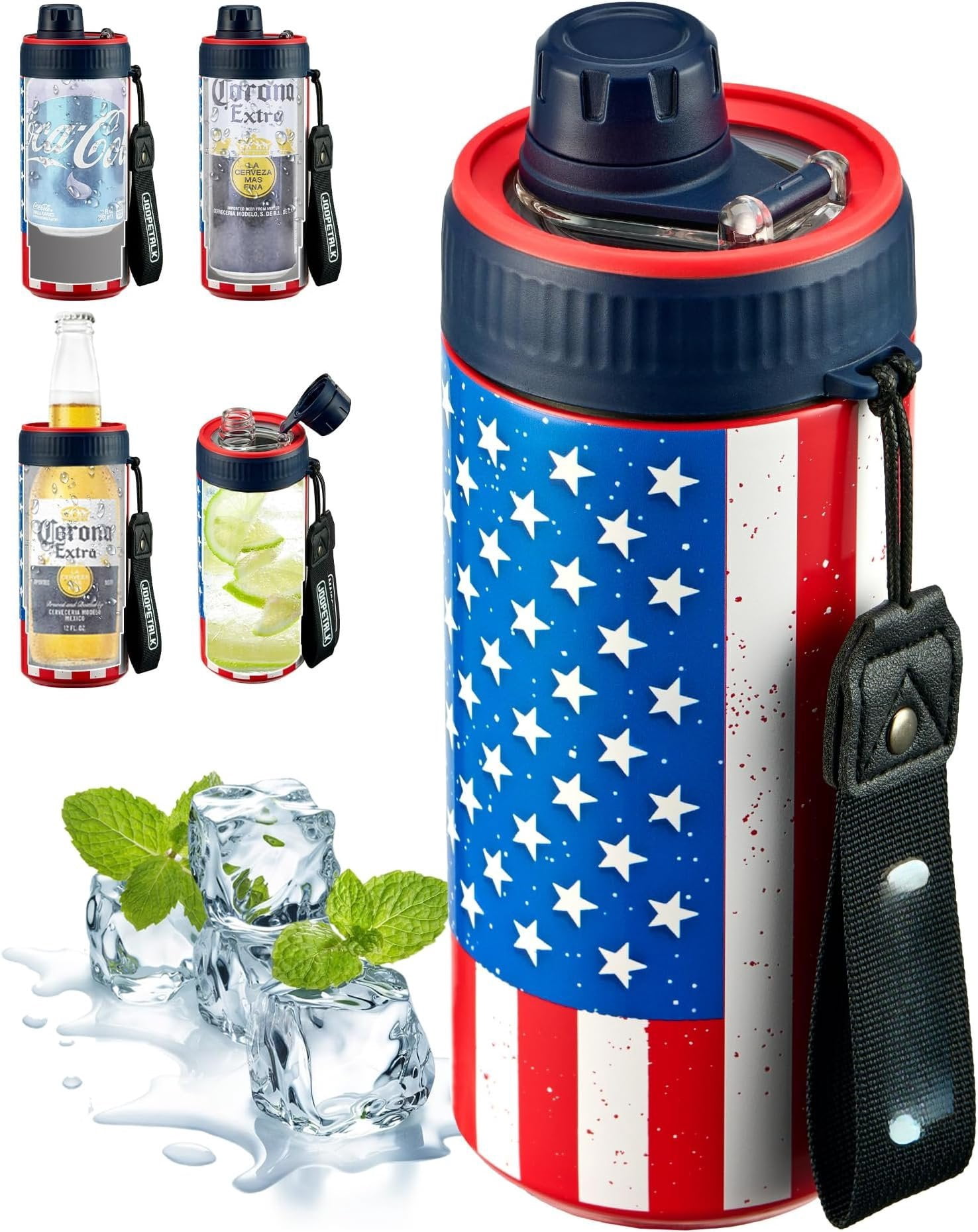 Universal Can Cooler with Lid Fits 12oz Cans& Bottles, Leak-Proof Water ...