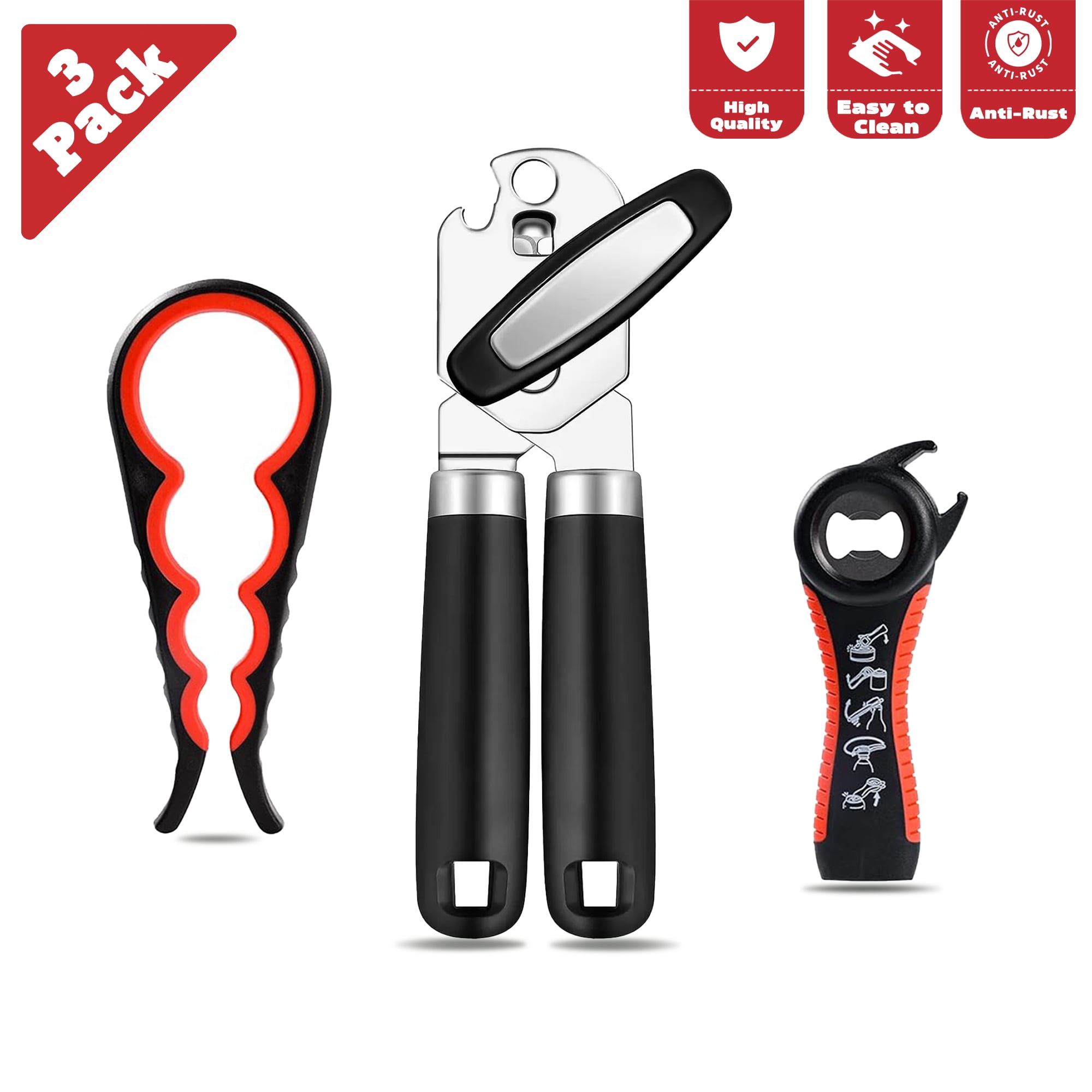 PortableOut Stainless Steel Manual Can Opener, Soft Handle, with Bottle ...