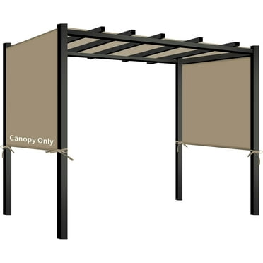8' x 12' Universal Pergola Shade Cover Replacement Canopy with Grommets Weighted Rods Permeable ...
