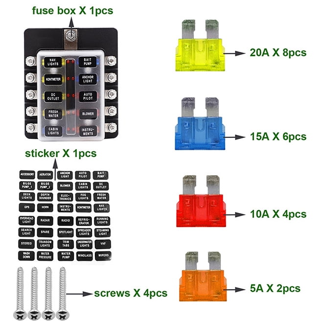 Universal Car 10 Way 6 Way Blade Fuse Terminal Block Auto Track Fuse ...