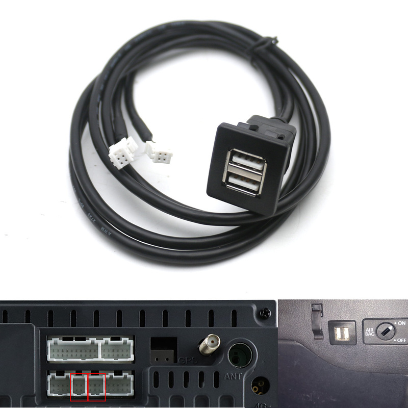 Universal Car 4 6 Pin Connector Dual USB Dash Board Mount Cable Adapter ...