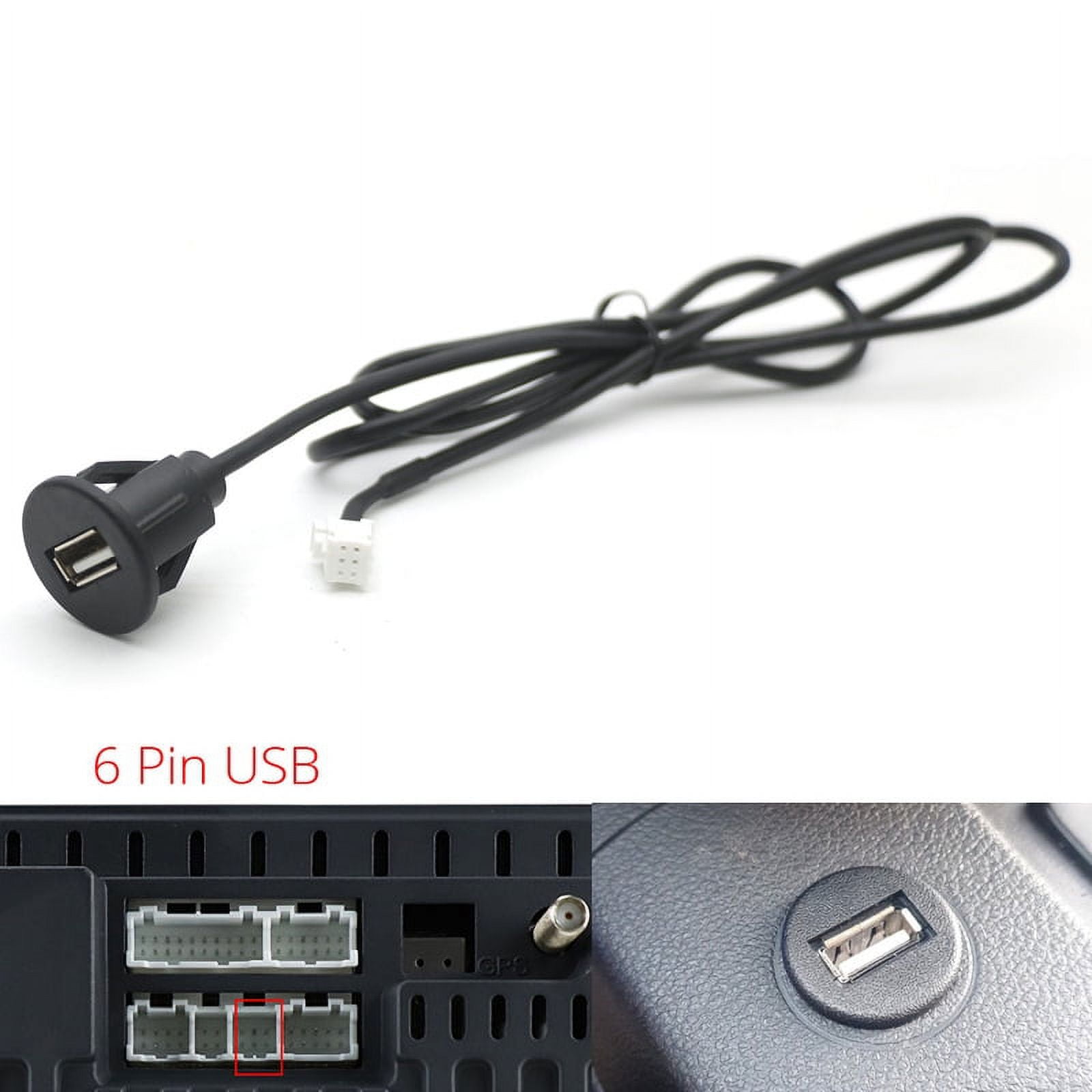Universal Car 4 6 Pin Connector Dual USB Dash Board Mount Cable Adapter ...