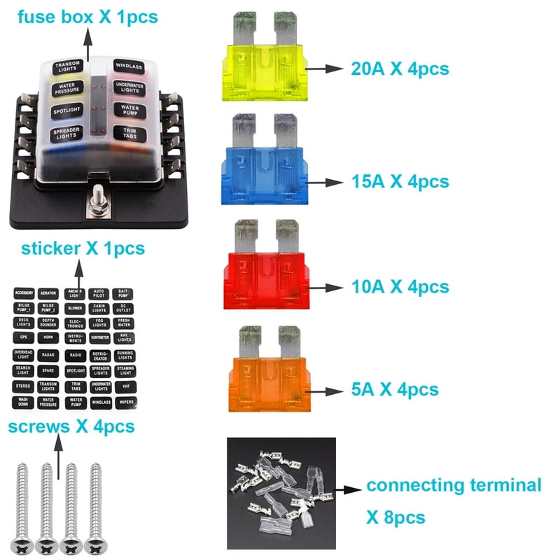 Universal Car 6 Way 8 Way Blade Fuse Terminal Block Auto Track Fuse ...