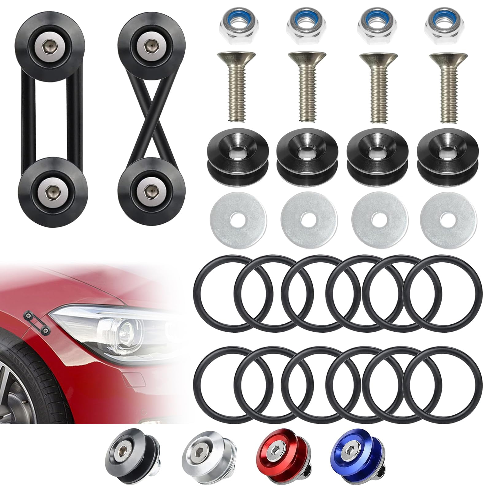 Universal Car Bumper Quick IFF17 Release Clips Fasteners Kit, Front and ...