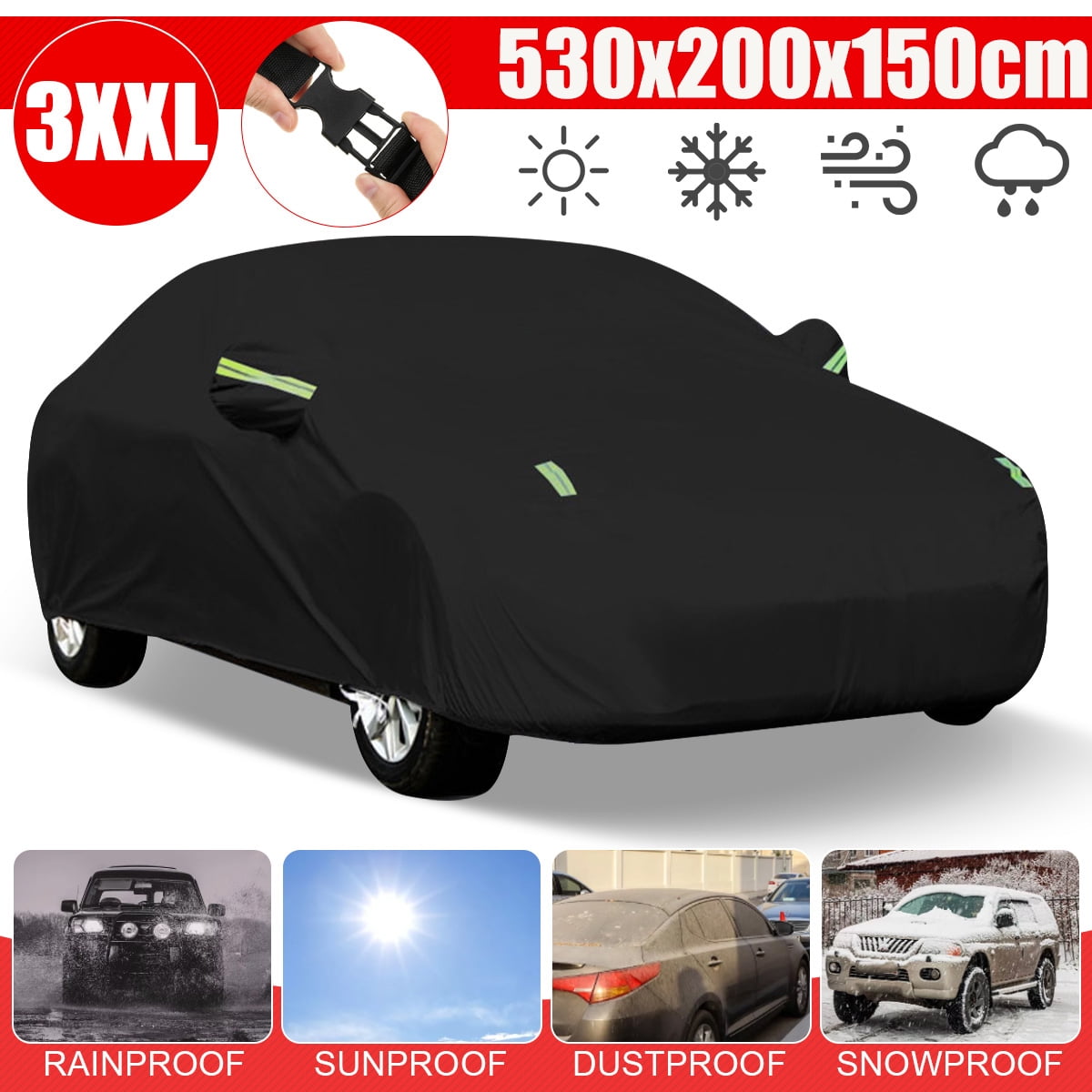 HHENGYISOUL Universal Car Cover, Waterproof All Weather Anti-UV ...