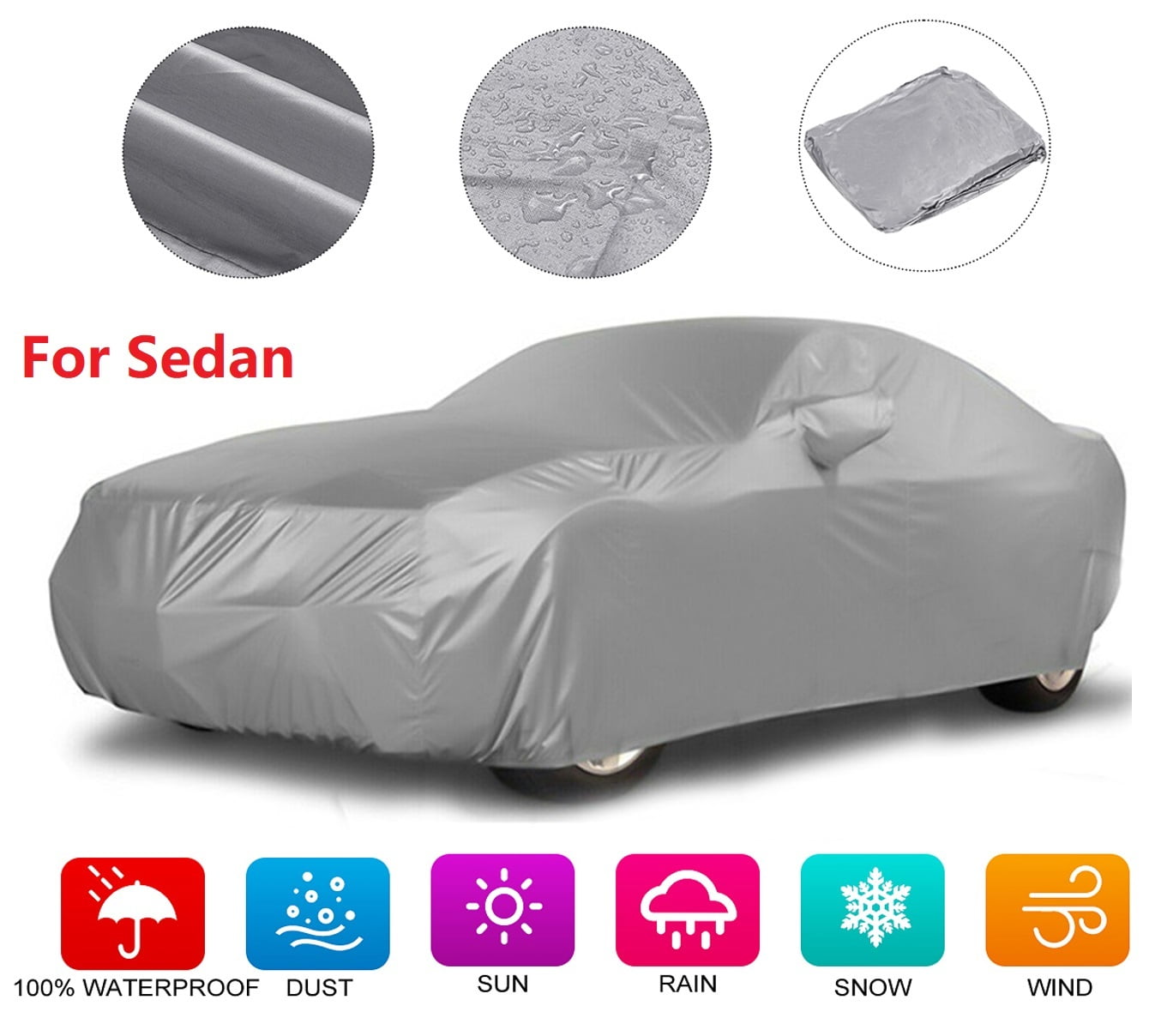 Universal Car Cover for Sedan Waterproof Dust-proof Windproof UV Resistant All Weather Outdoor ...