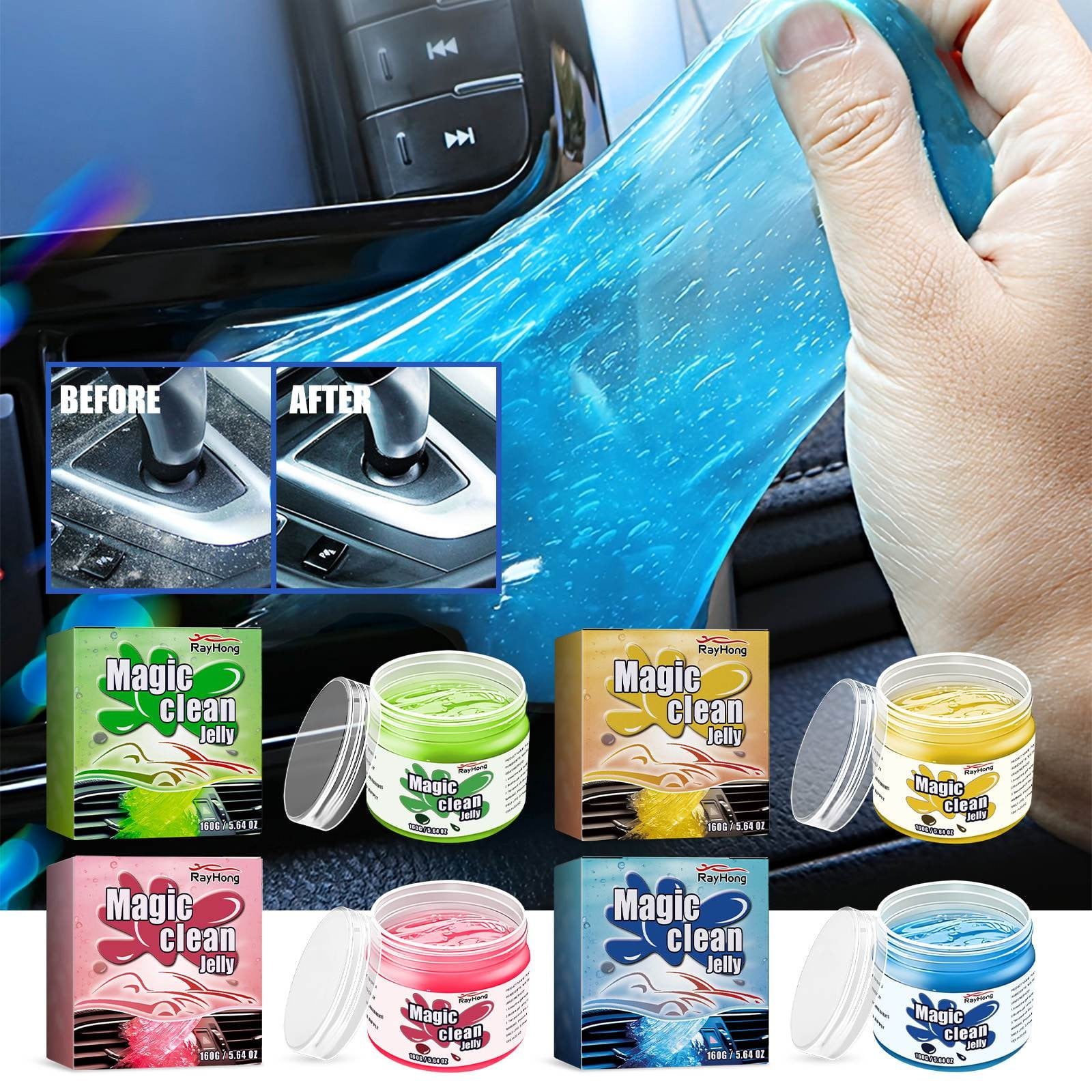 Universal Car Detailing Gel Kit, Reusable Car Cleaner Supplies, Quick ...