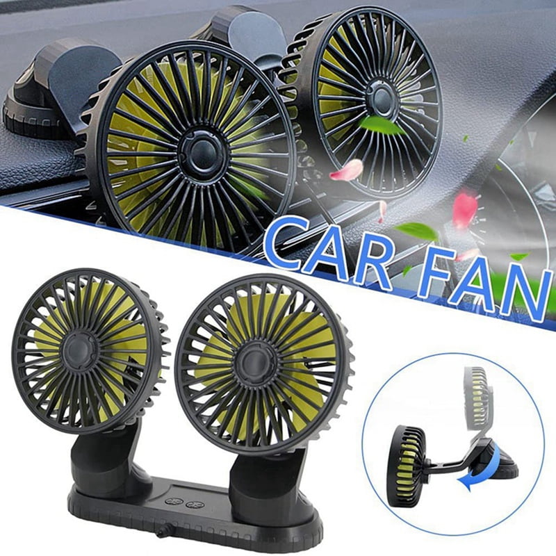 Universal Car Fan Adjustable Dual Head Fan USB Powered 3-Speed ...