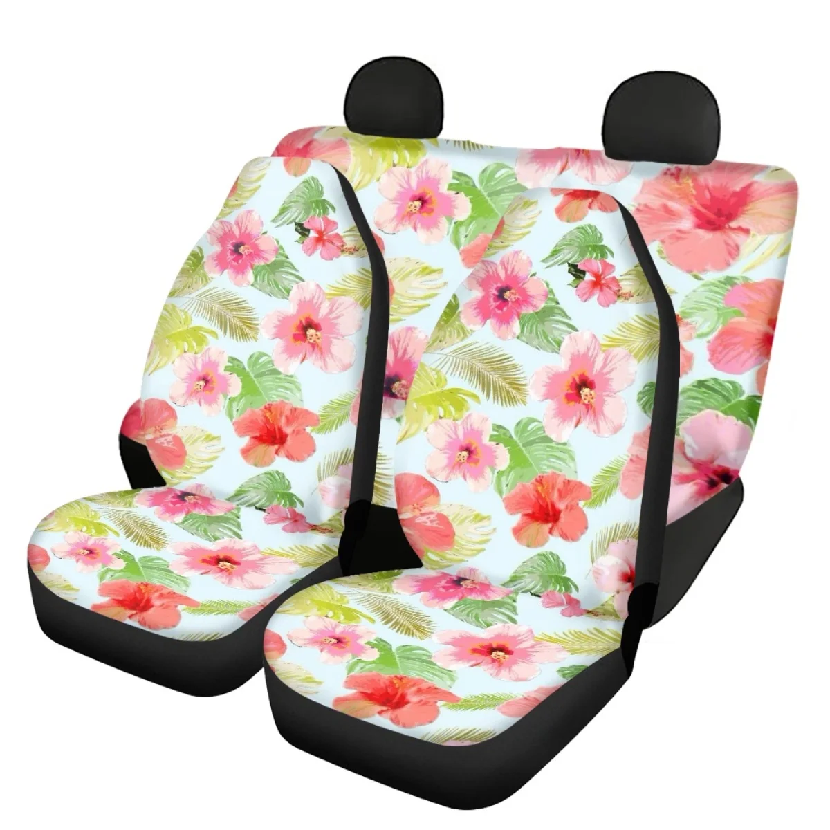 Universal Car Front Back Seat Cover Hawaiian Tropical Plants Vehicle ...