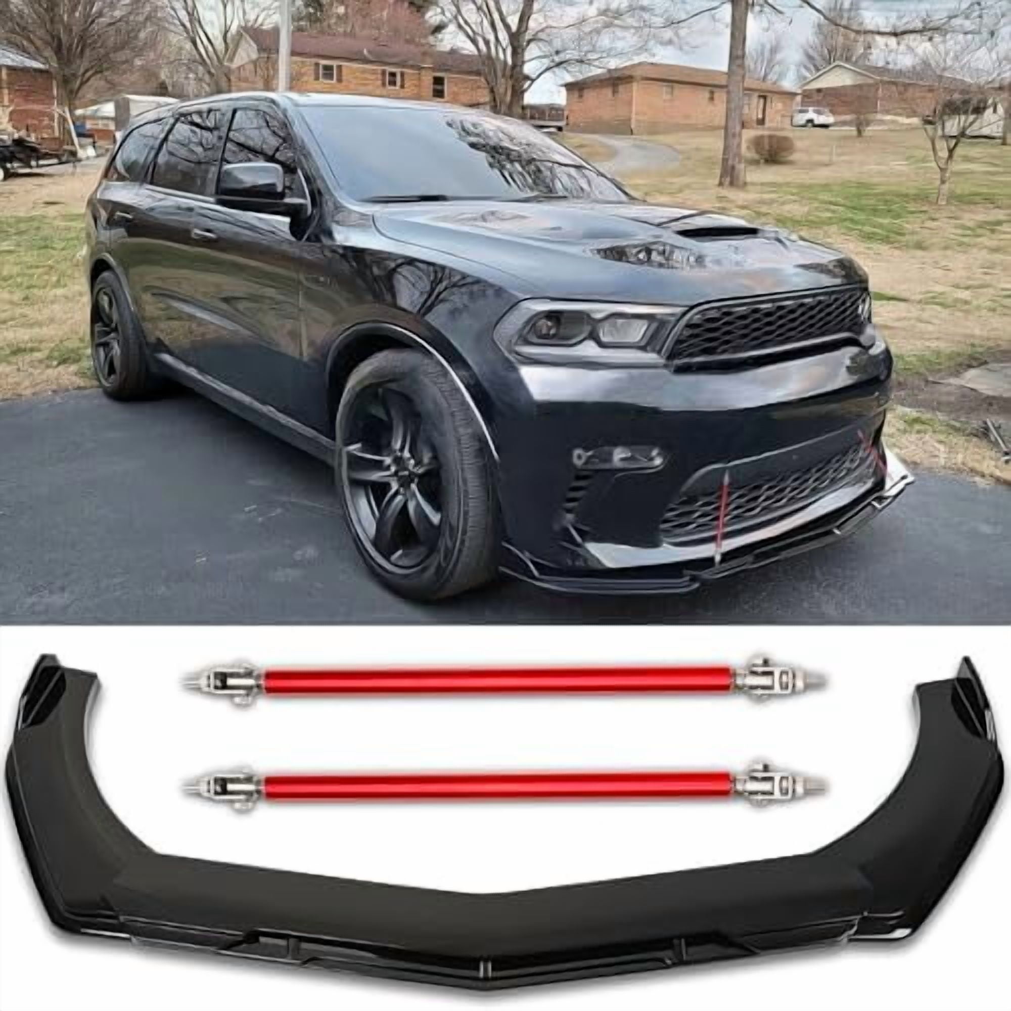 Universal Car Front Bumper Lip & 2PCS 8"-11" Adjustable Splitter Rods ...