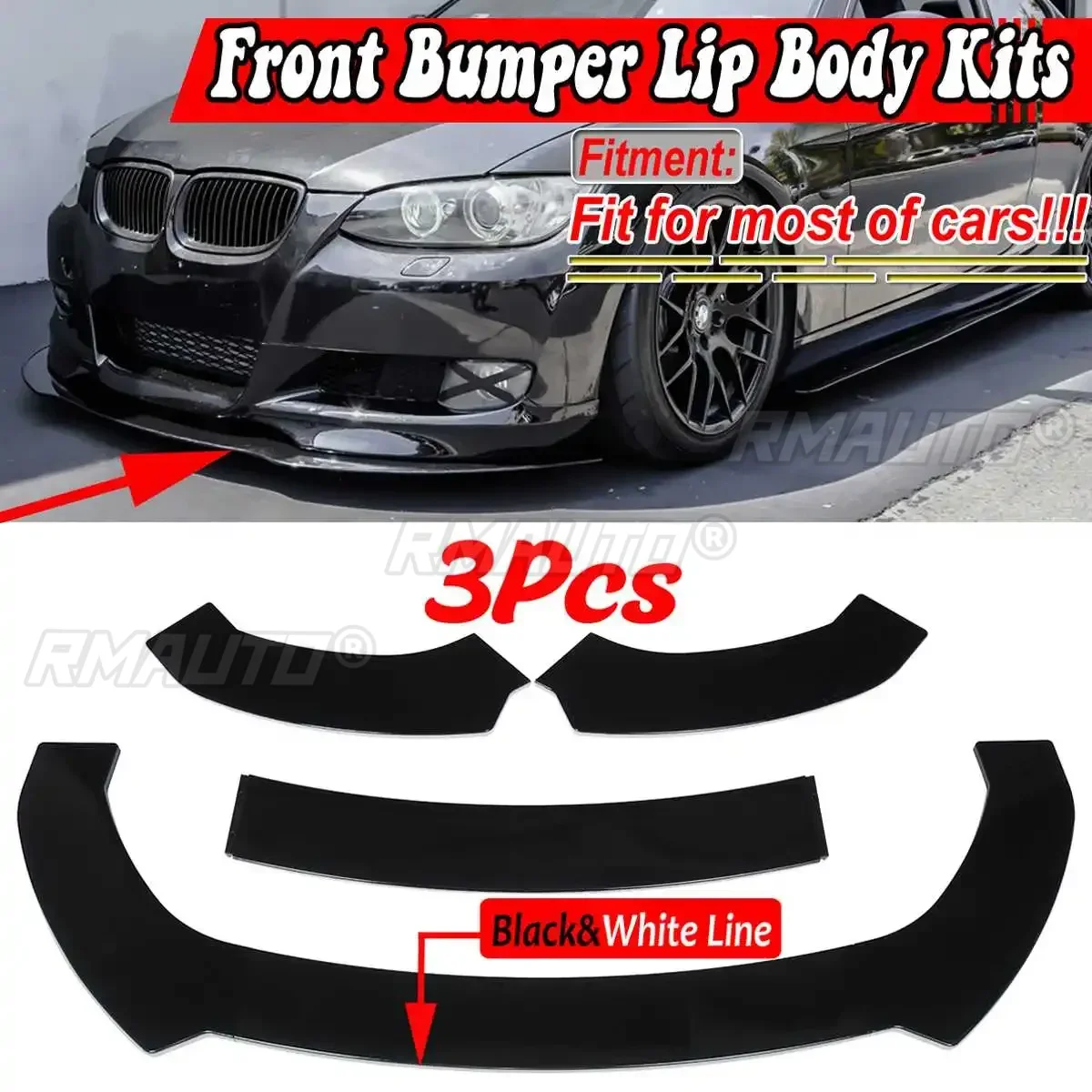 Universal Car Front Bumper Lip Deflector Lips Guard For BMW E90 E91 E92 ...