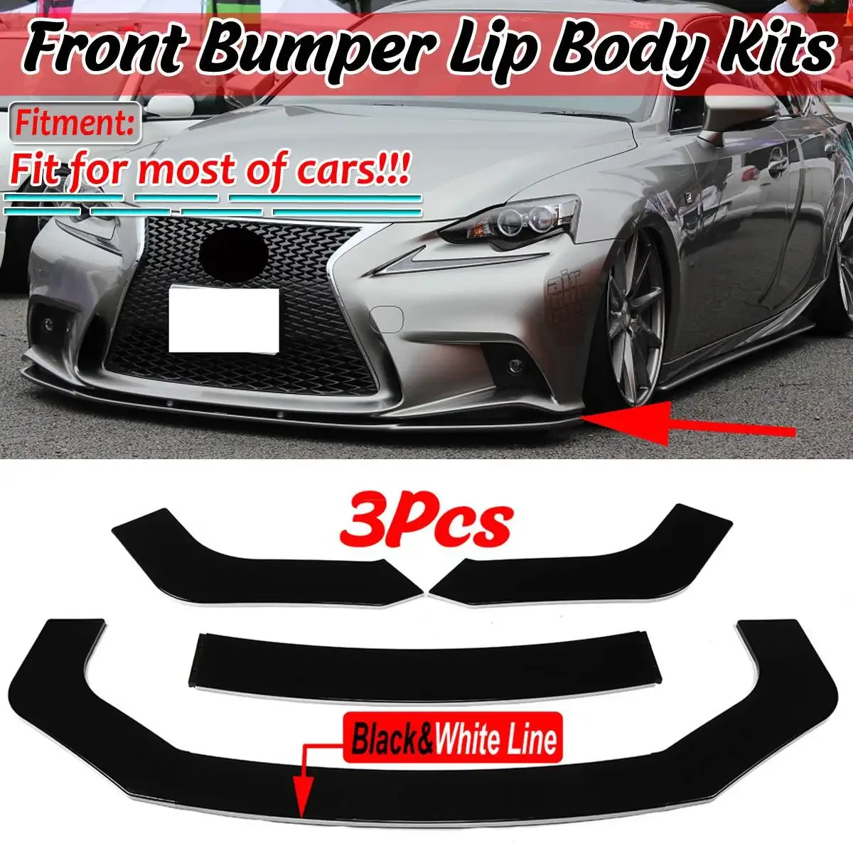 Universal Car Front Bumper Splitter Lip Diffuser Guard For LEXUS IS200T ...