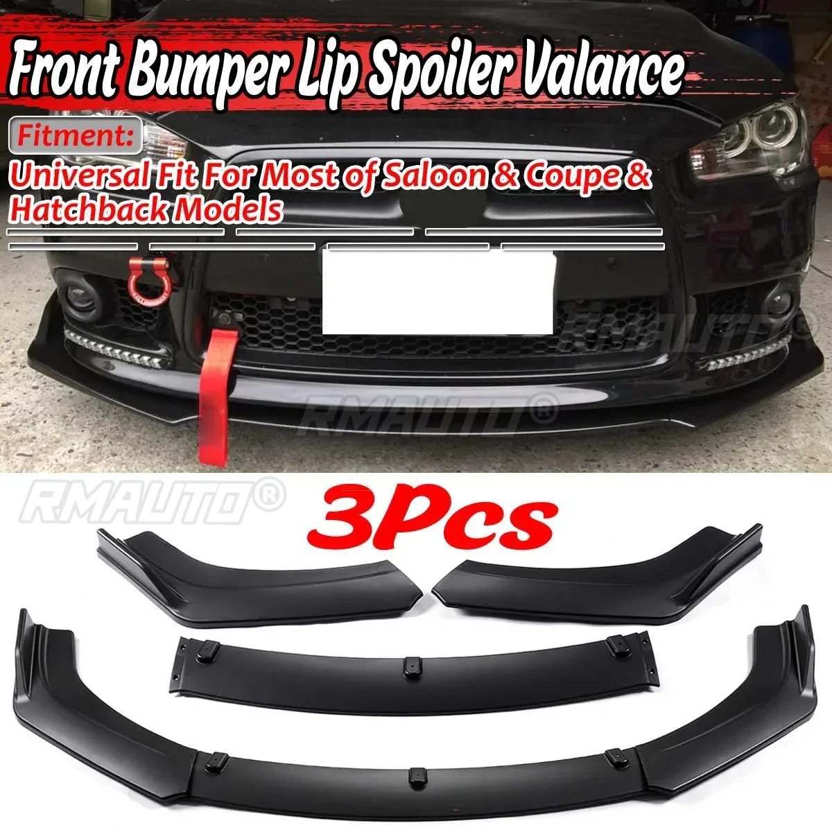 Universal Car Front Lip Chin Bumper Spoiler Splitters Protector Cover ...