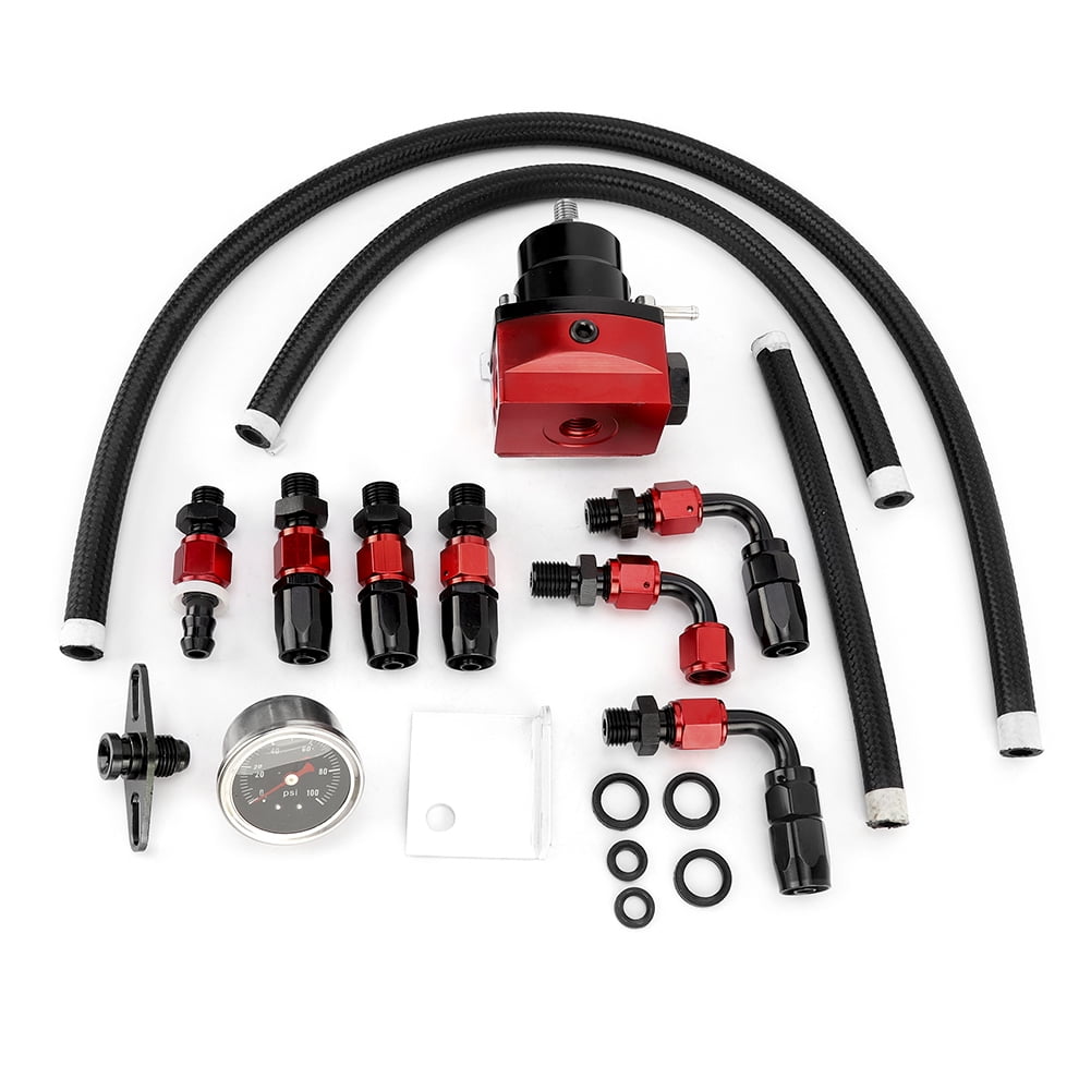 Universal Car Fuel Pressure Regulator Kit with 100PSI Gauge, Adjustable ...