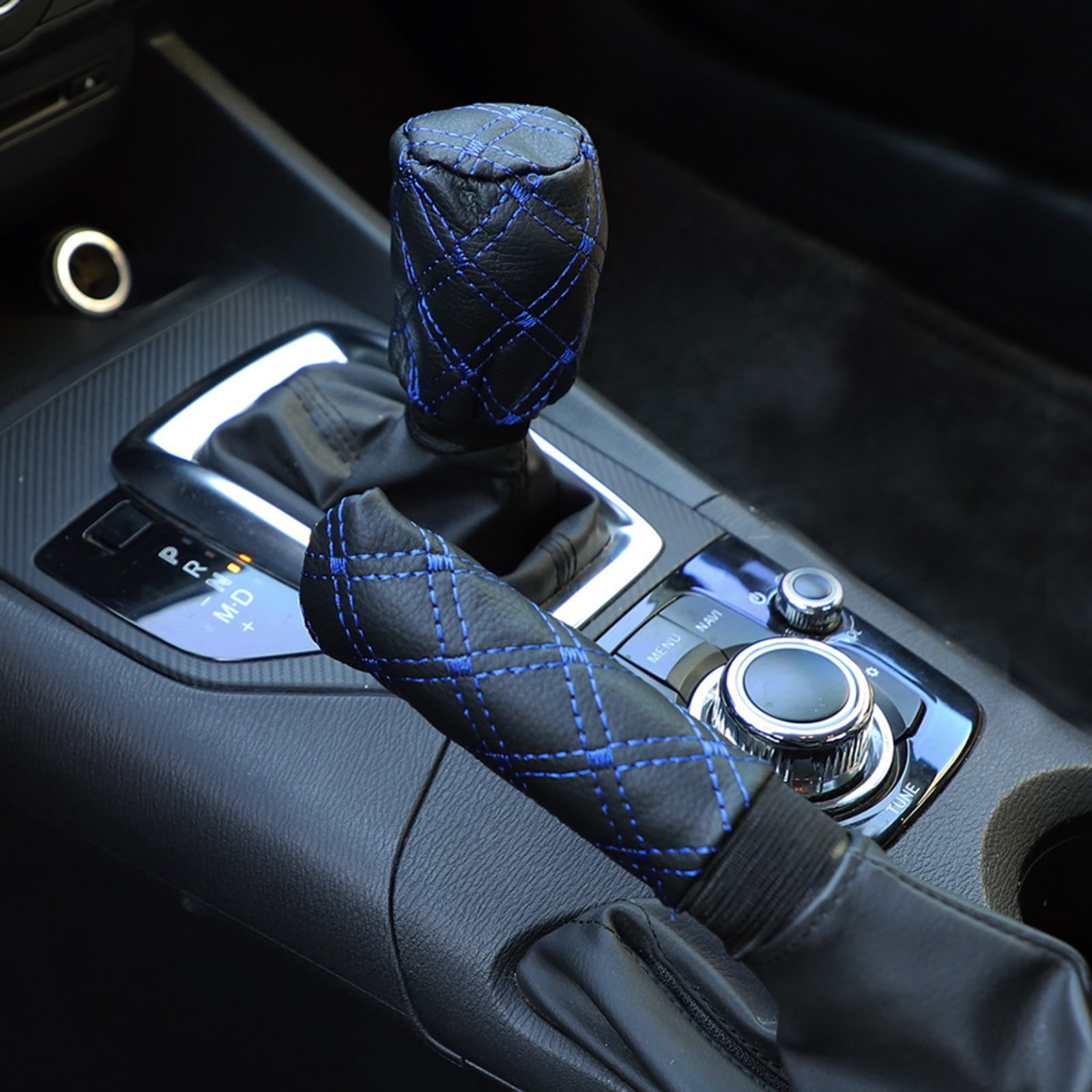 Universal Car Gear Shift Knob Cover and Handbrake Cover Set, PU Leather ...