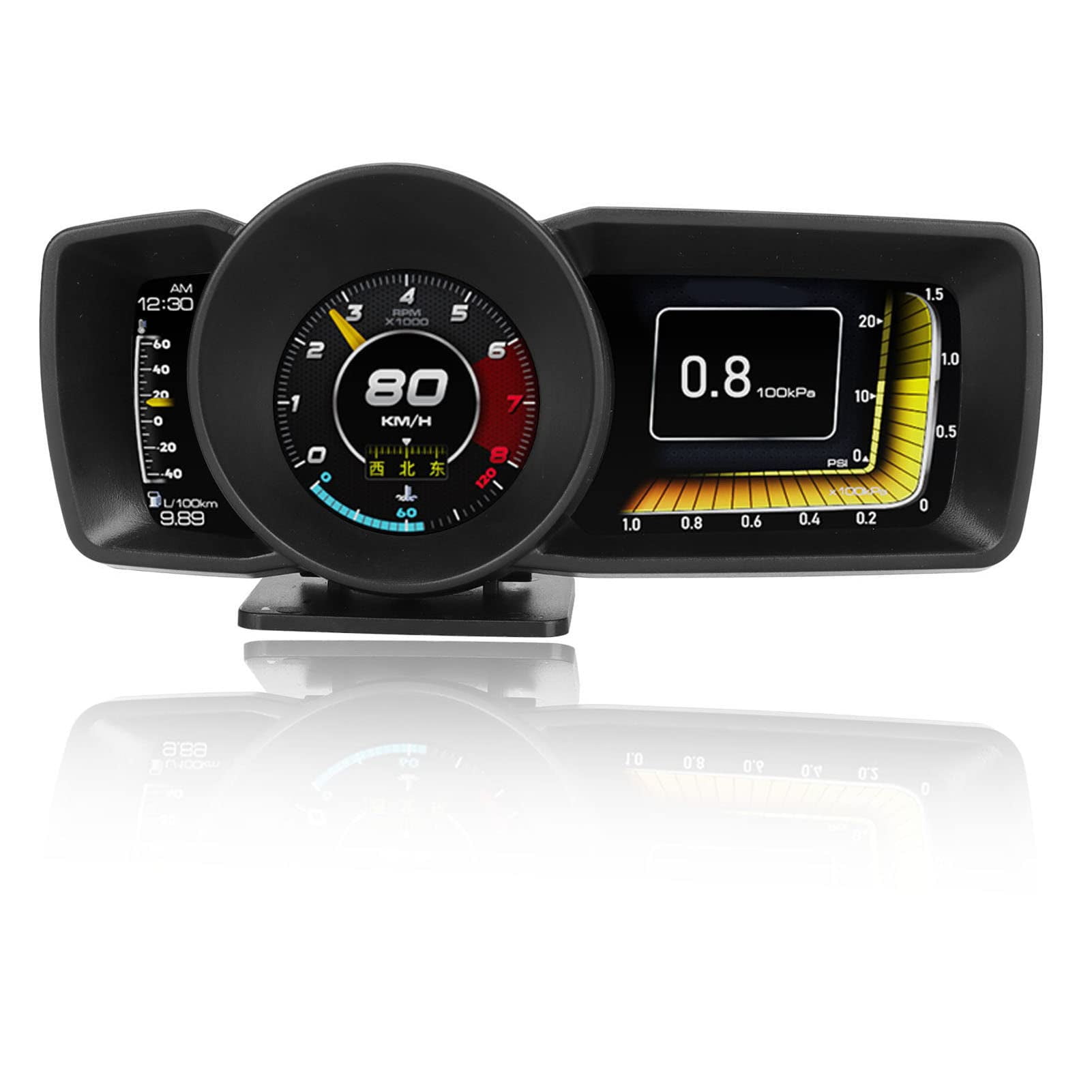 Universal Car HUD Displa, 3 LCD Screen, Dual Mode OBD+GPS Smart Gauge ...