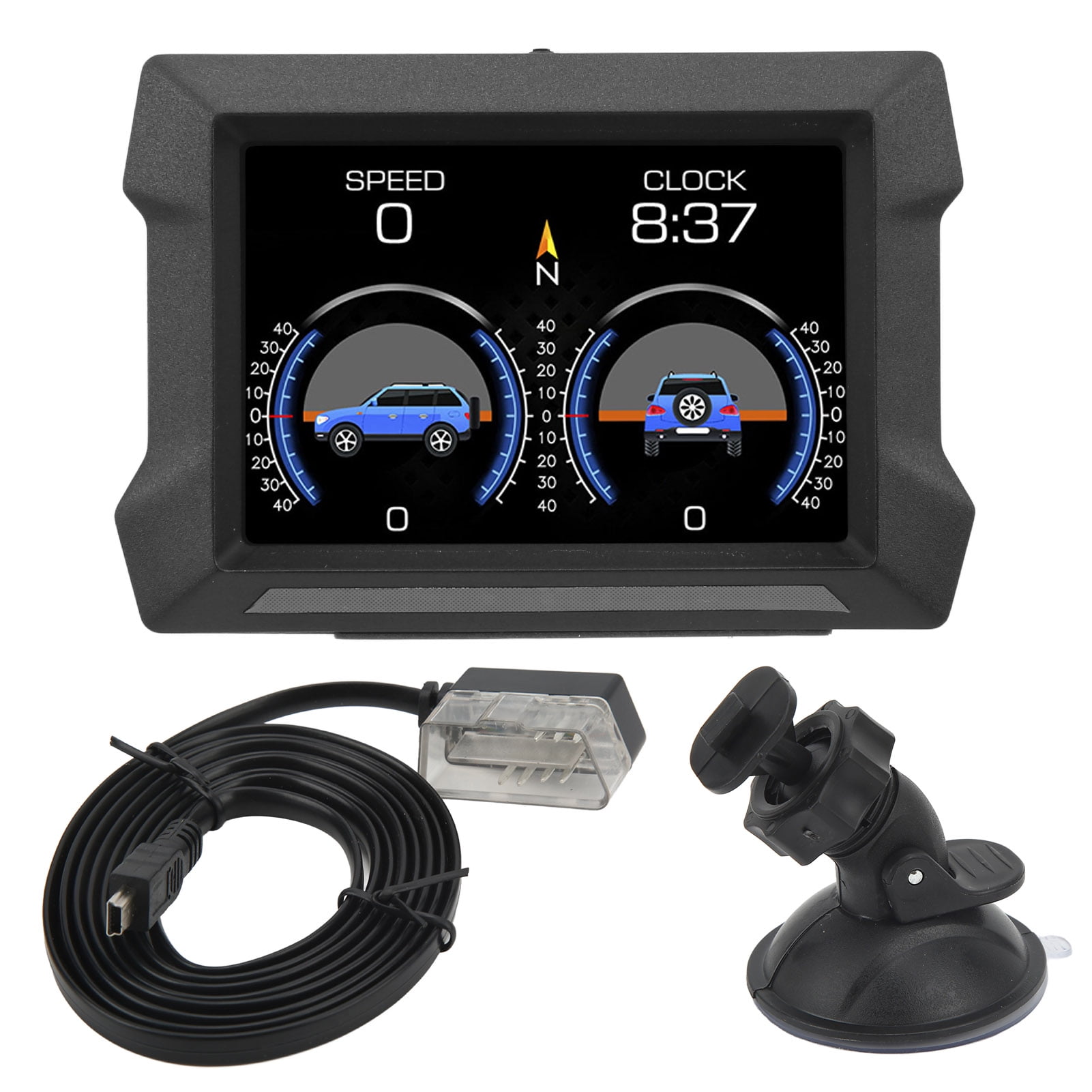 Universal Car HUD OBD2 GPS Gauge Display with Slope Meter Over Speed ...