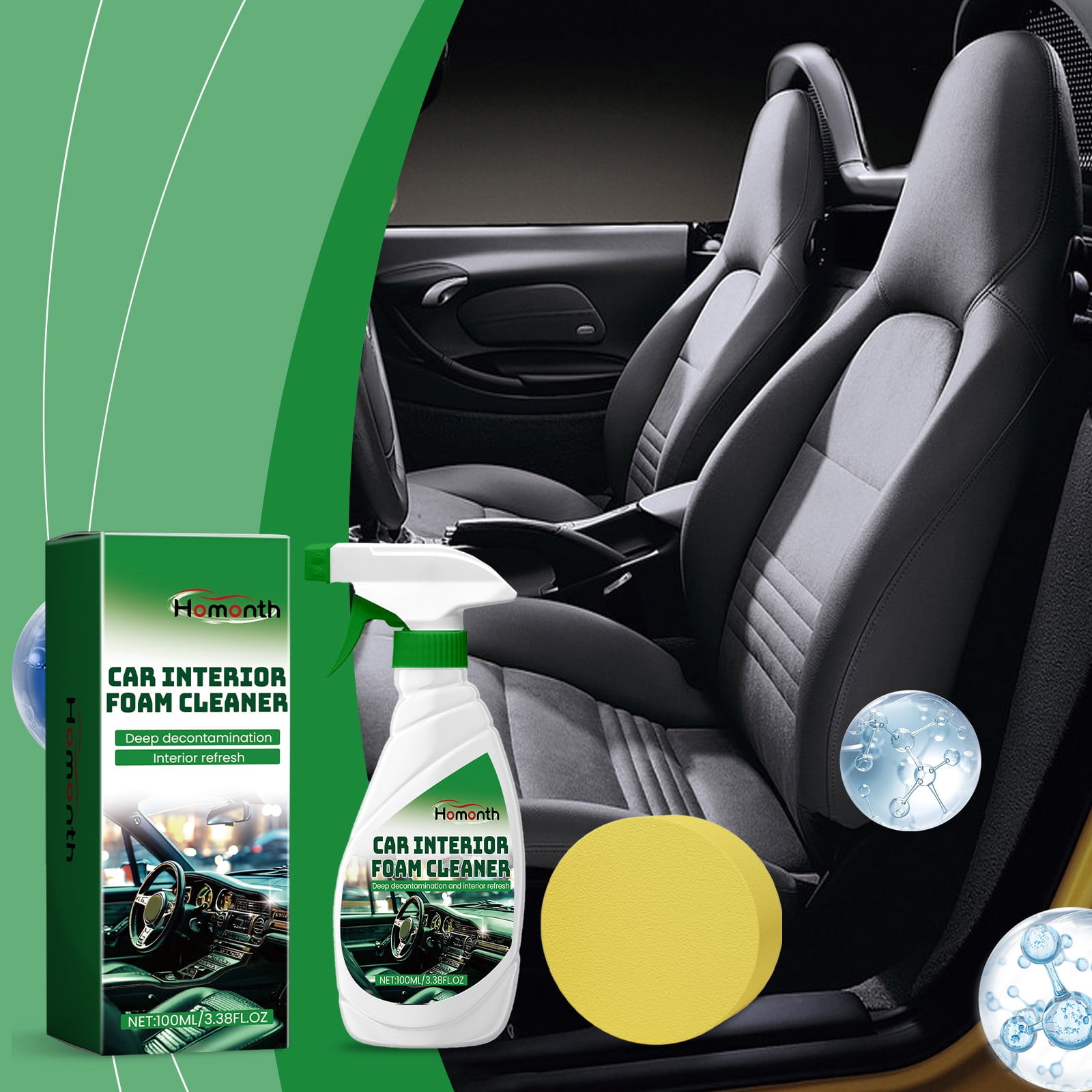 Universal Car Interior Foam Cleaner Spray - 100ml Multi-Purpose Auto ...