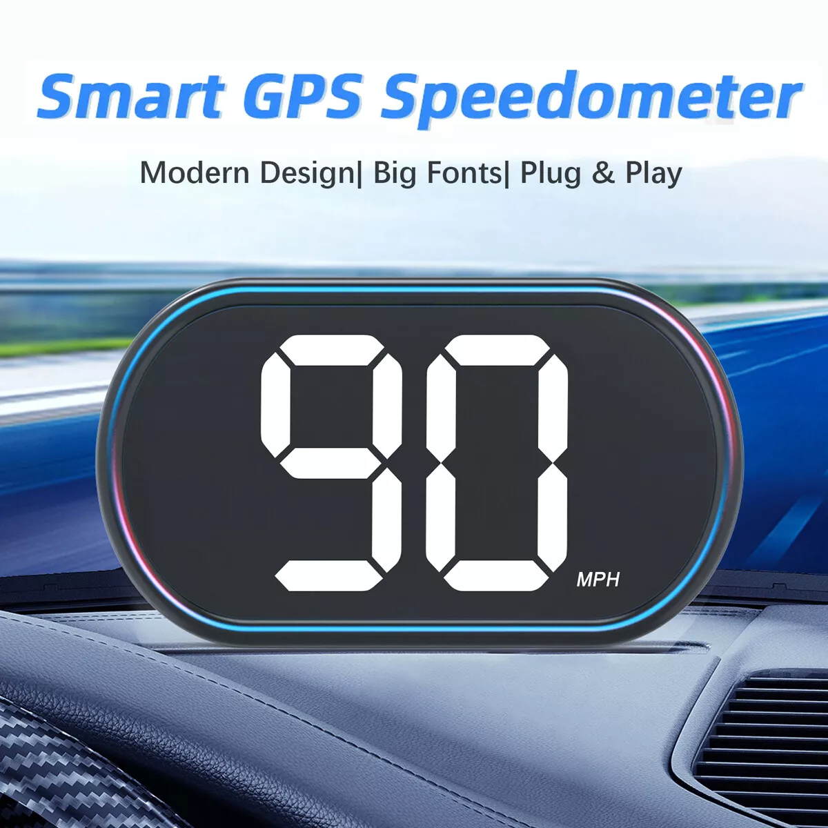 Universal Car LCD Digital Head Up Display GPS Speedometer Truck HUD MPH ...