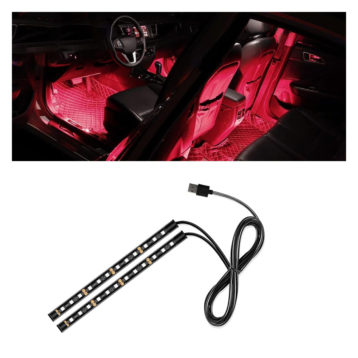 Universal Car LED Strip Light, USB Port Auto Interior Decorative Lamp ...